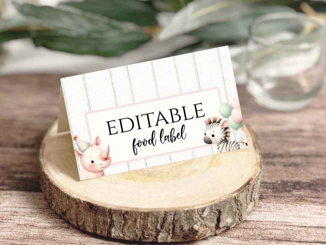 Two Wild Safari Food Labels, Jungle Animals, Editable Canva Template ...