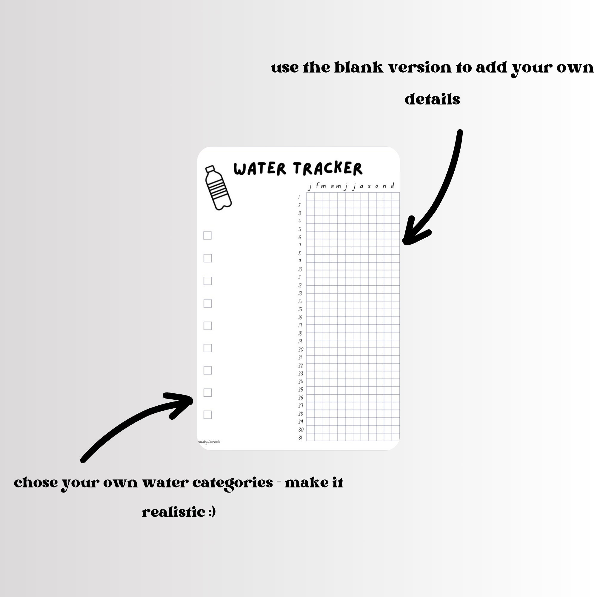 Annual Hydration Tracker Printable Water Intake Chart Health & Wellness ...