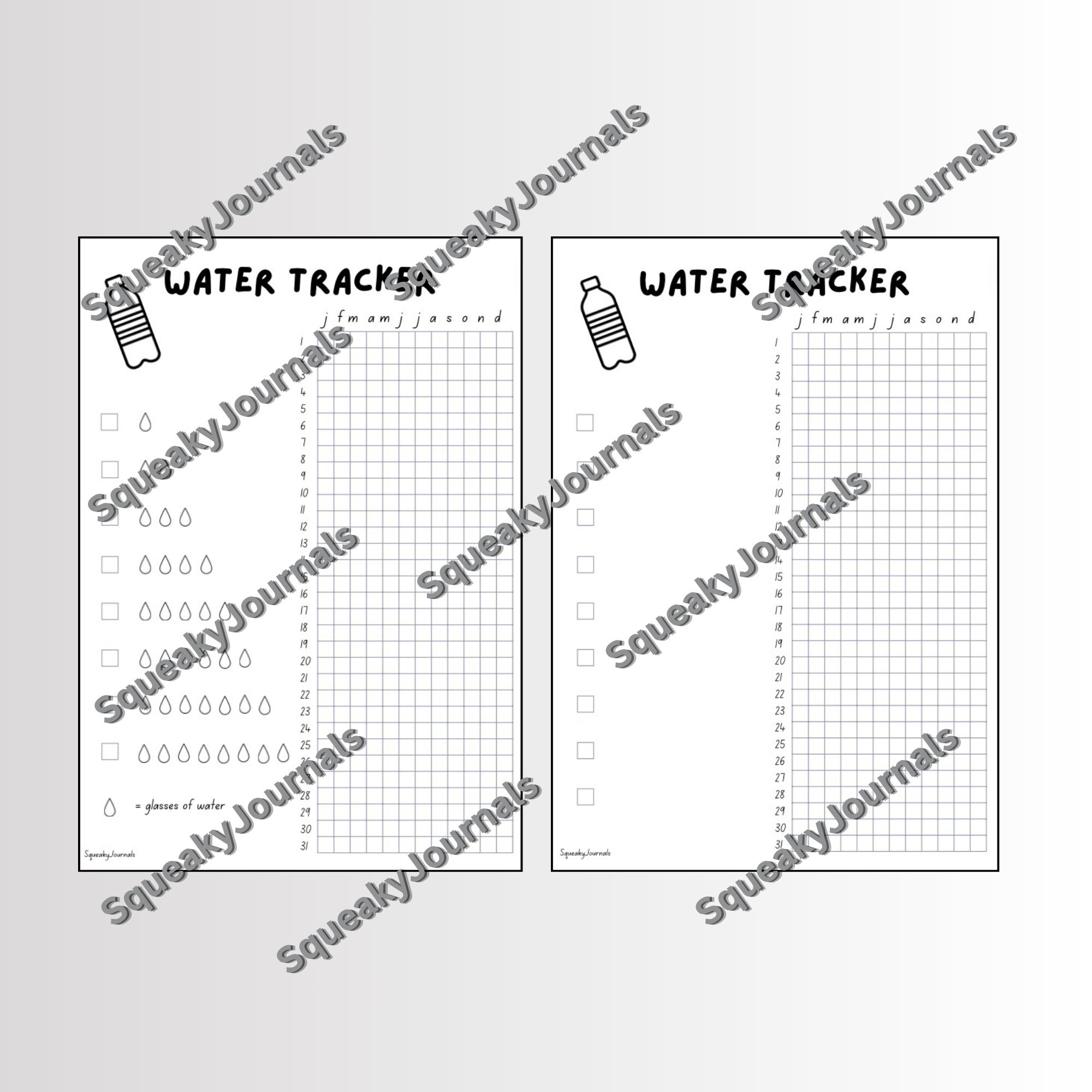 Annual Hydration Tracker Printable Water Intake Chart Health & Wellness ...
