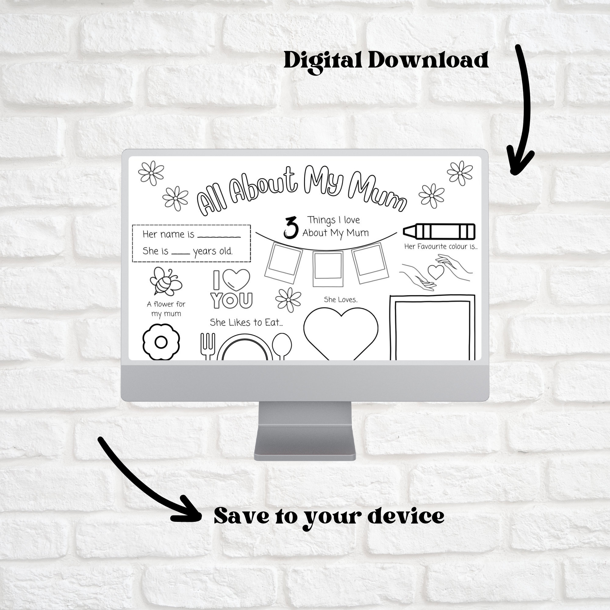 Mother's Day Printable, Mothers Day Gift, All About My Mom, Activity ...