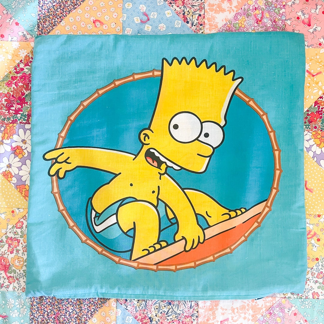 Vintage the Simpsons Bart Surfing 40cm X 40cm Square Cushion 2000s ...