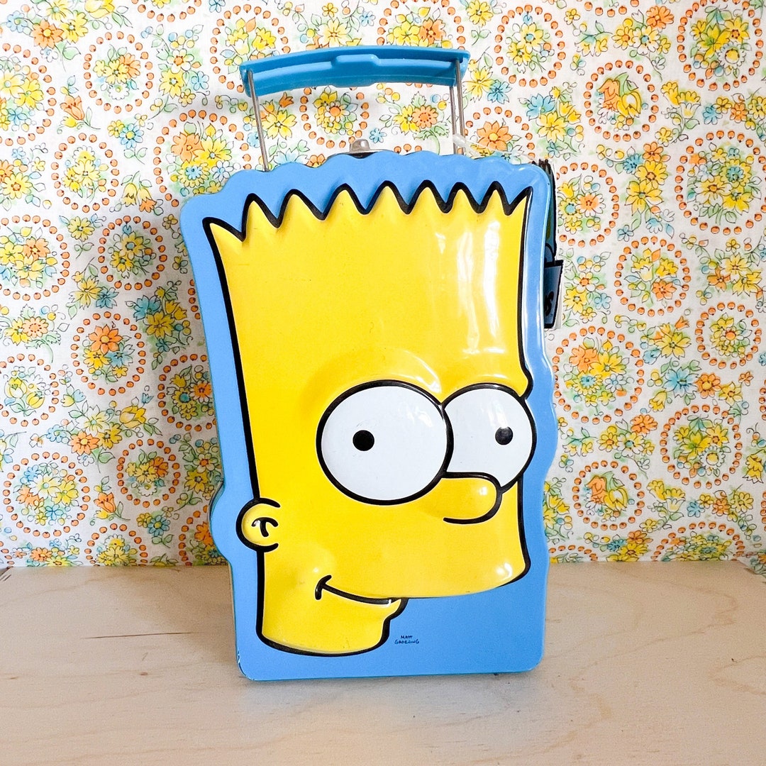 Vintage Bart Simpson Tin Lunch Box Metal Storage Good Condition With ...