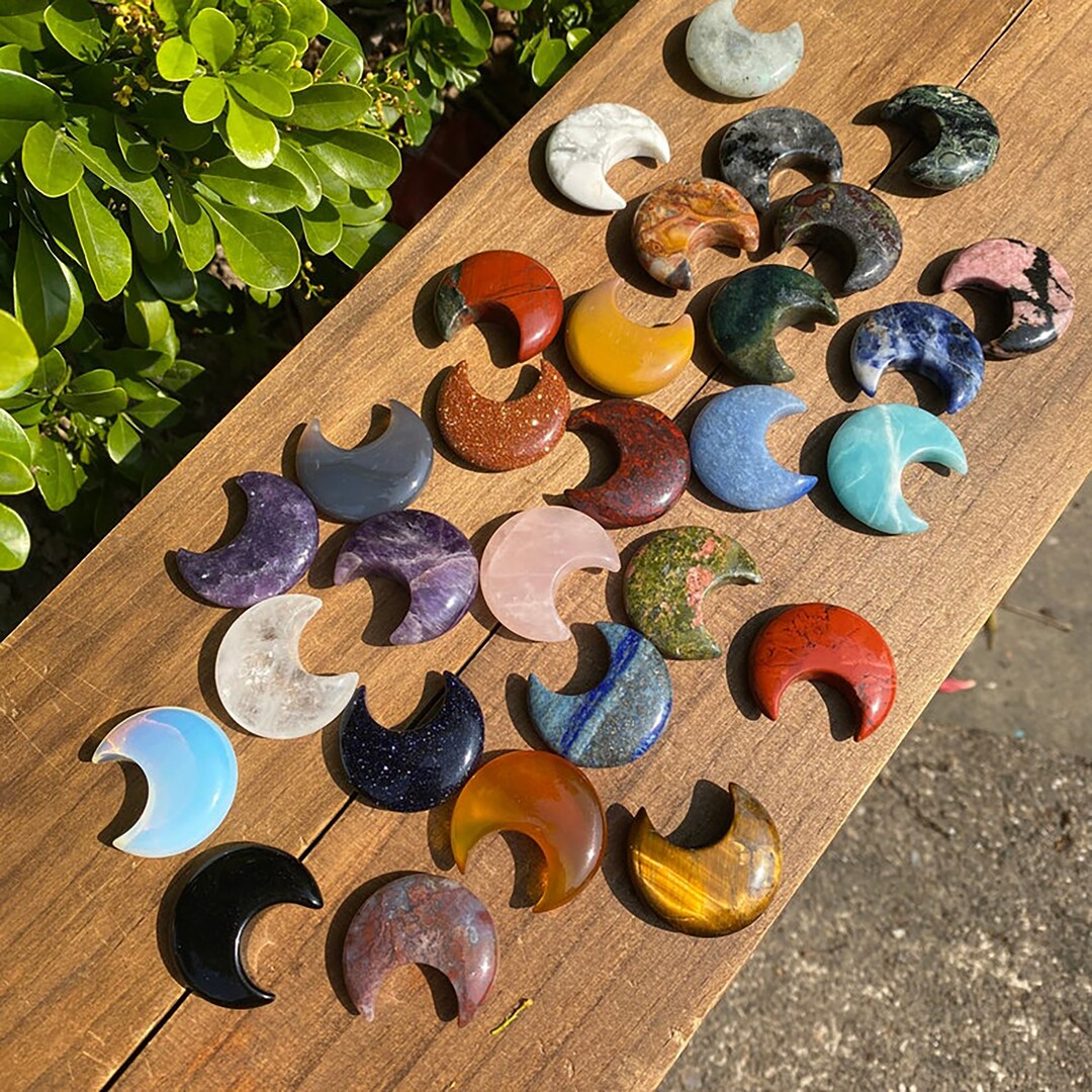 3cm Hand Carved Crystal Moon, Gemstone Crescent Moon, for Jewelry ...