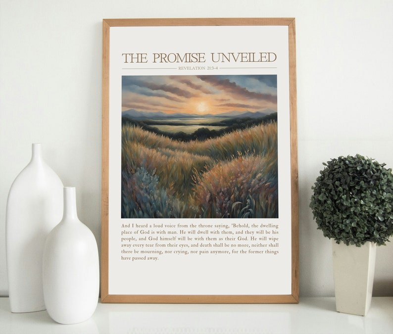 Revelation 21:3-4 Printable Wall Art, the Promise Unveiled Vintage Wall ...