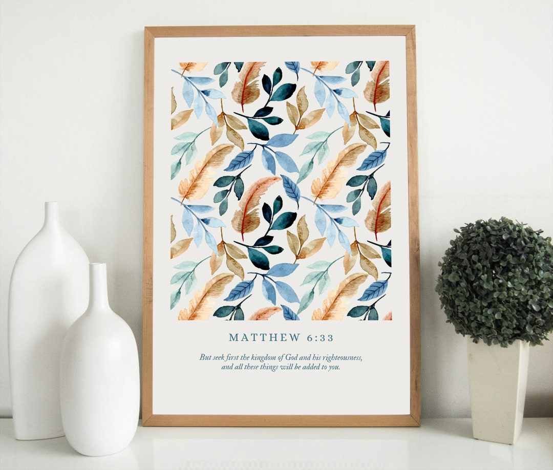 Matthew 6:33 Printable Wall Art, Kingdom of God, Vintage Wall Decor ...