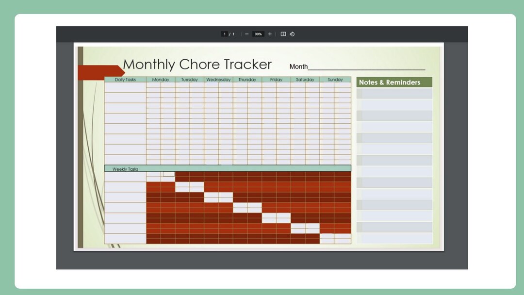Fillable & Printable Monthly Chore Tracker - Etsy