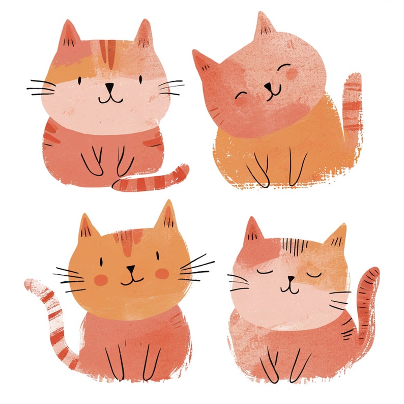Kawaii Kittens Clipart SVG Assortment Adorable Anime Cat Cutouts PNG ...