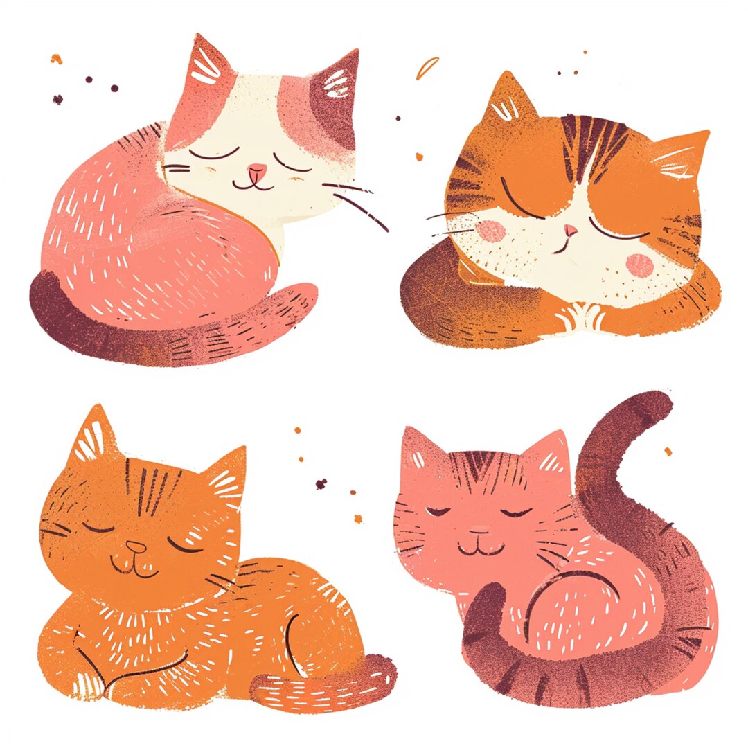 Kawaii Kittens Clipart SVG Assortment Adorable Anime Cat Cutouts PNG ...
