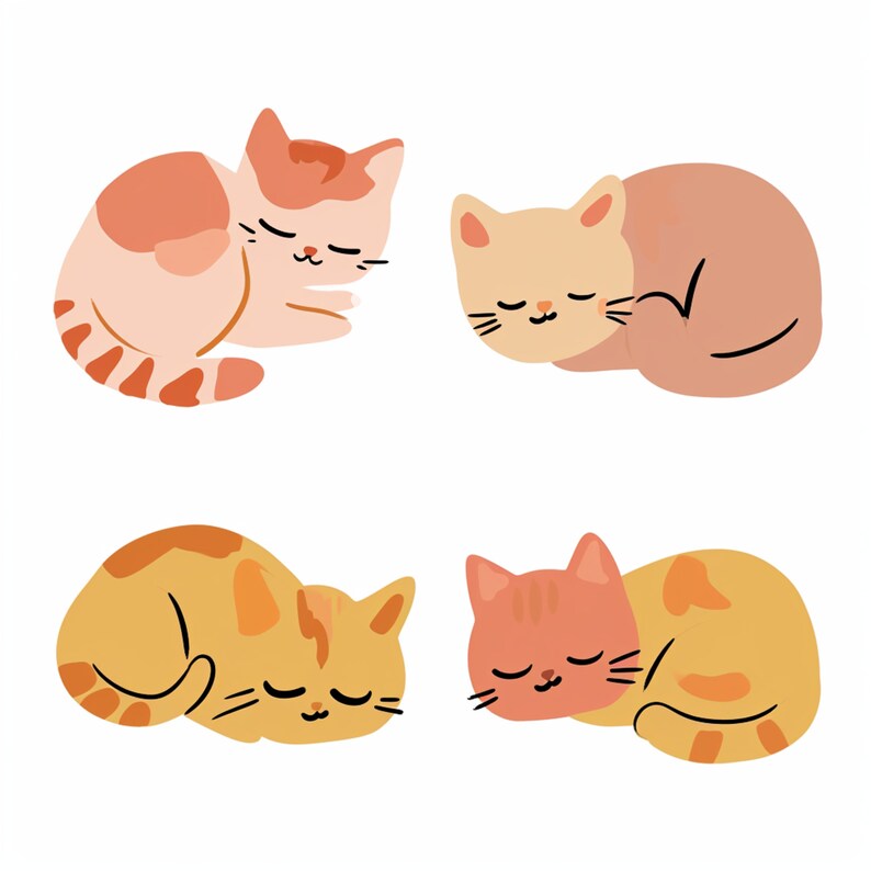 Kawaii Kittens Clipart SVG Assortment Adorable Anime Cat Cutouts PNG ...
