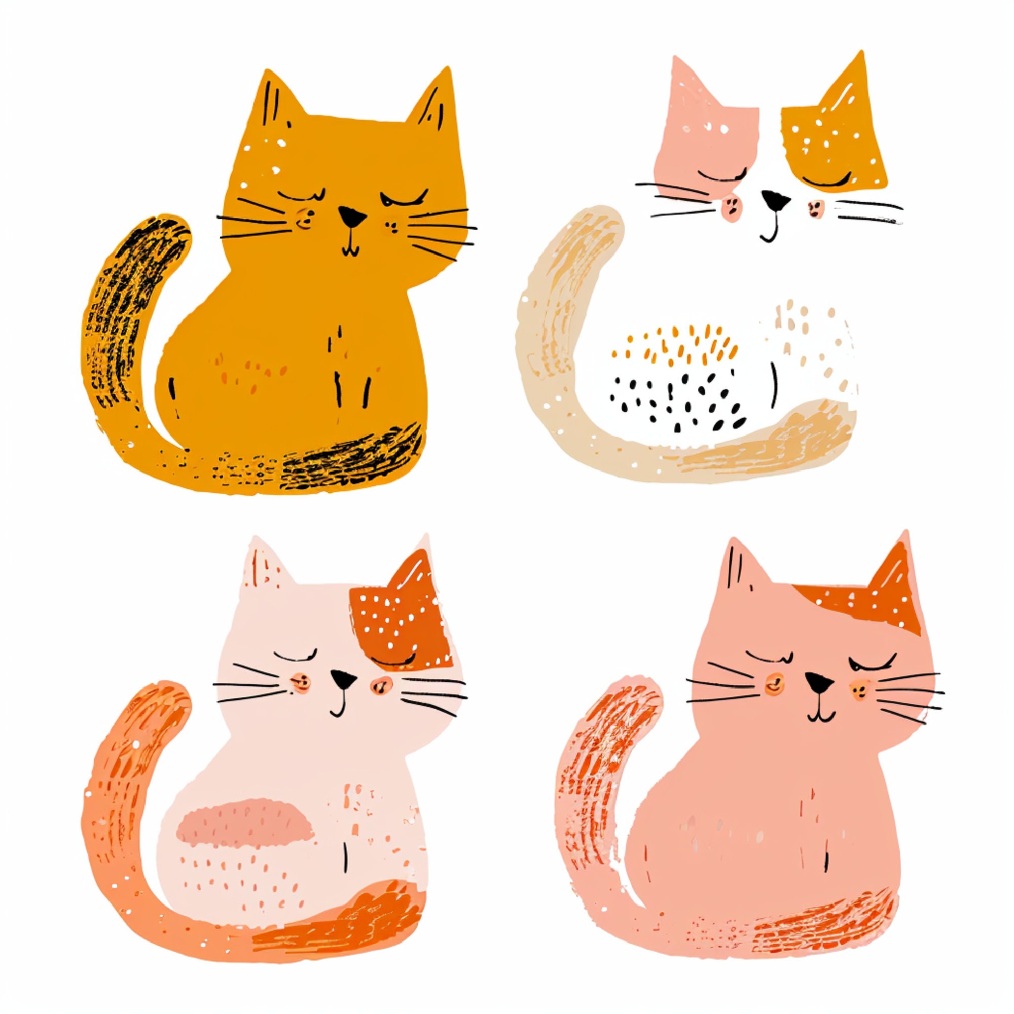 Kawaii Kittens Clipart SVG Assortment Adorable Anime Cat Cutouts PNG ...