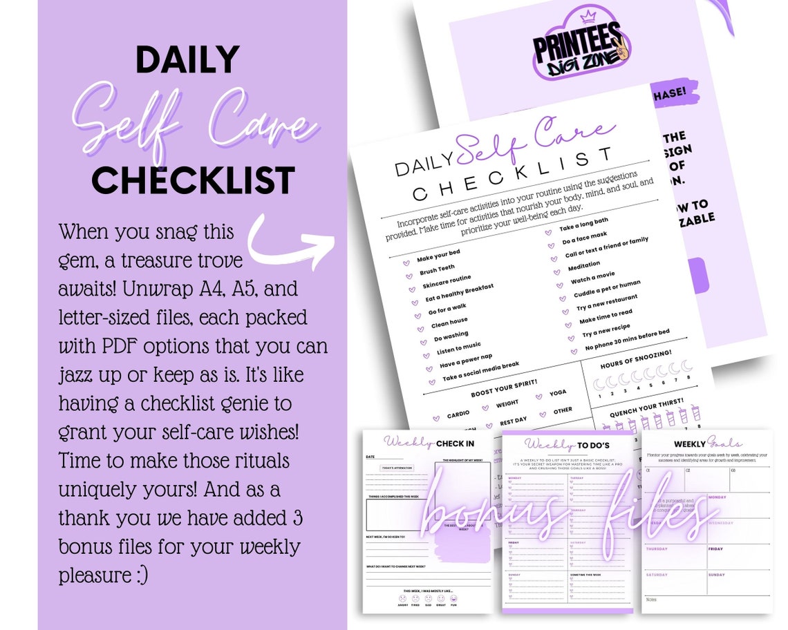 Editable Daily Checklist Instant Download Printable PDF Personalized ...