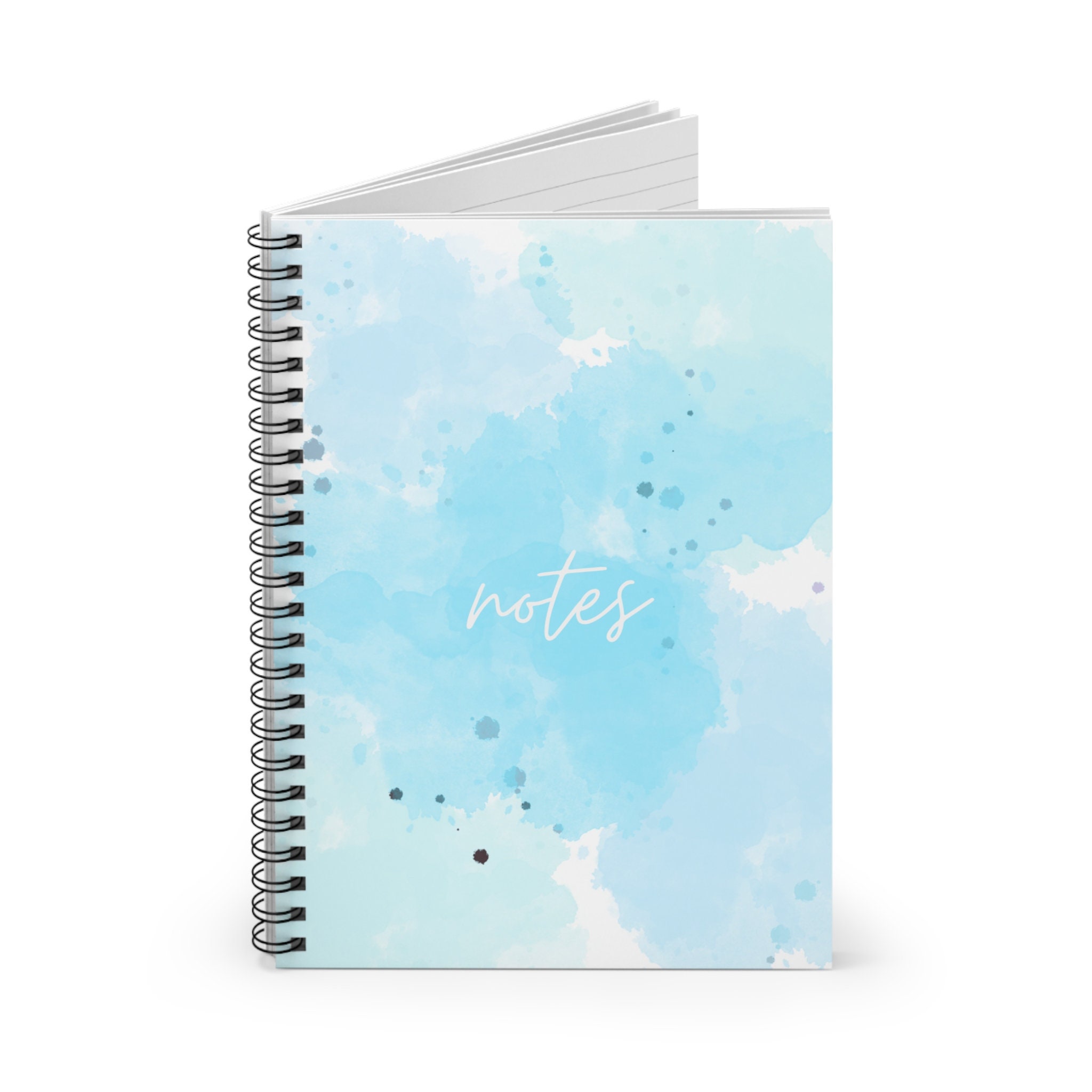 Light Blue Splatter Print Spiral Notebook, Aesthetic Spiral Notebook ...