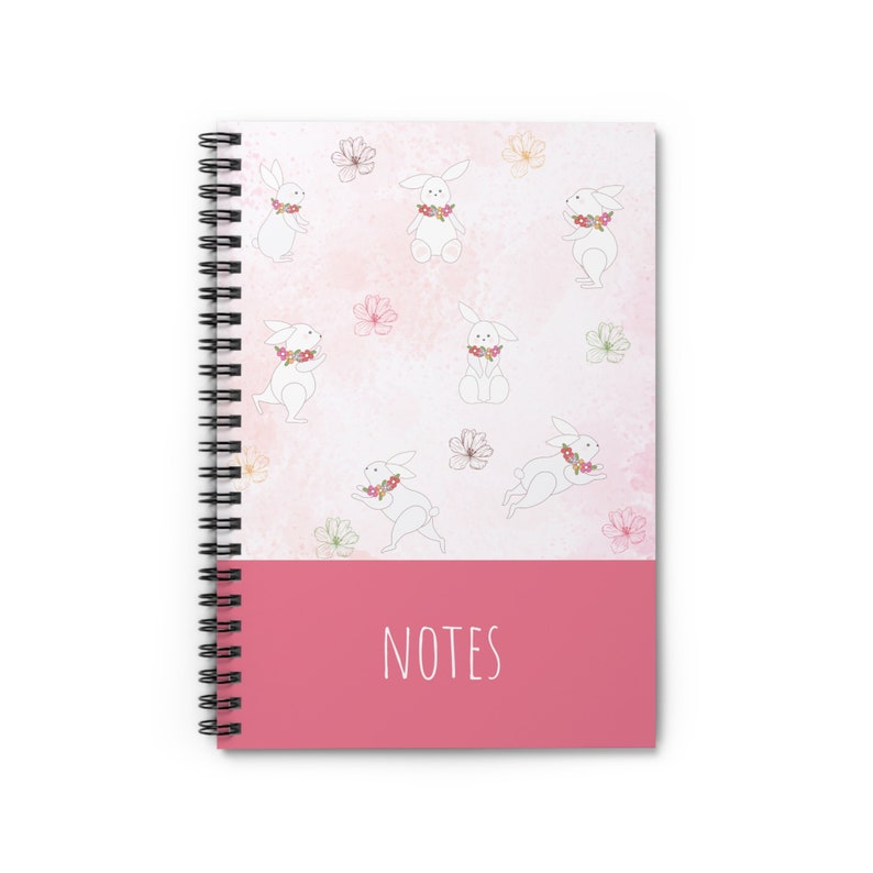 Pink Spring Spiral Notebook, Spring Bunny Notebook, Aesthetic Spring ...