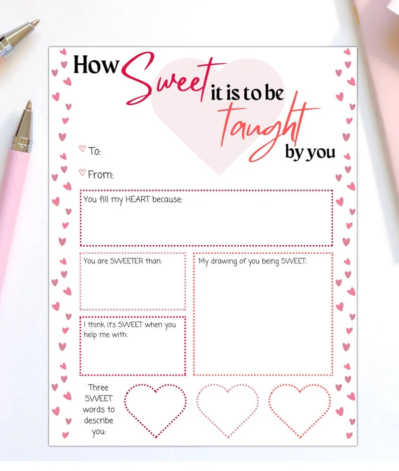 Valentine Printable for Teacher Valentine Card Thoughtful Teacher ...