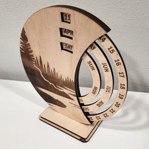 Tree and Lake Scene Birch Wood Perpetual Calendar - Etsy