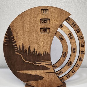 Tree and Lake Scene Birch Wood Perpetual Calendar - Etsy