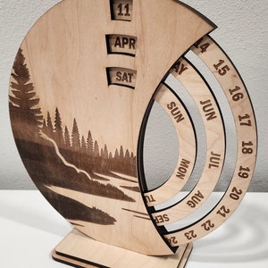 Tree and Lake Scene Birch Wood Perpetual Calendar - Etsy