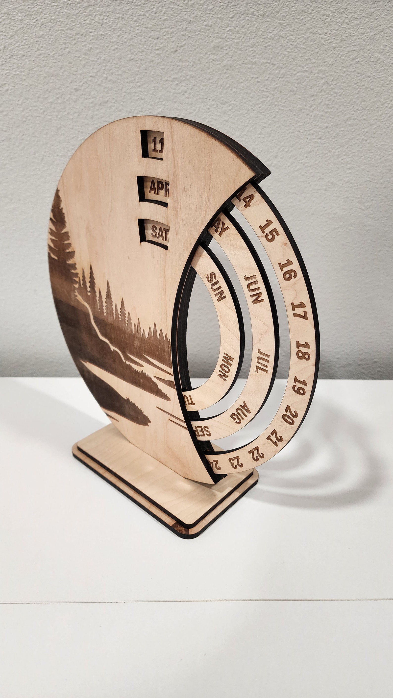 Tree and Lake Scene Birch Wood Perpetual Calendar - Etsy
