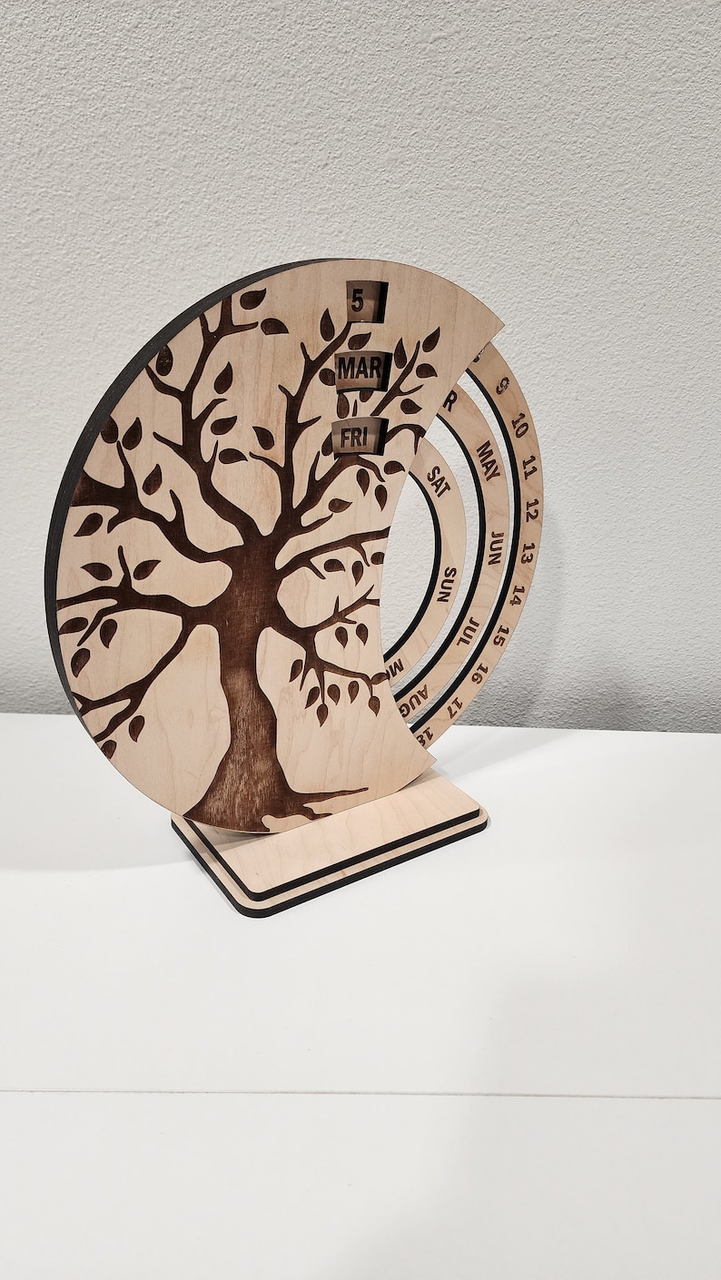 Tree Perpetual Calendar: Laser Engraved Birch Wood - Etsy