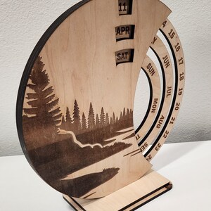 Tree and Lake Scene Birch Wood Perpetual Calendar - Etsy