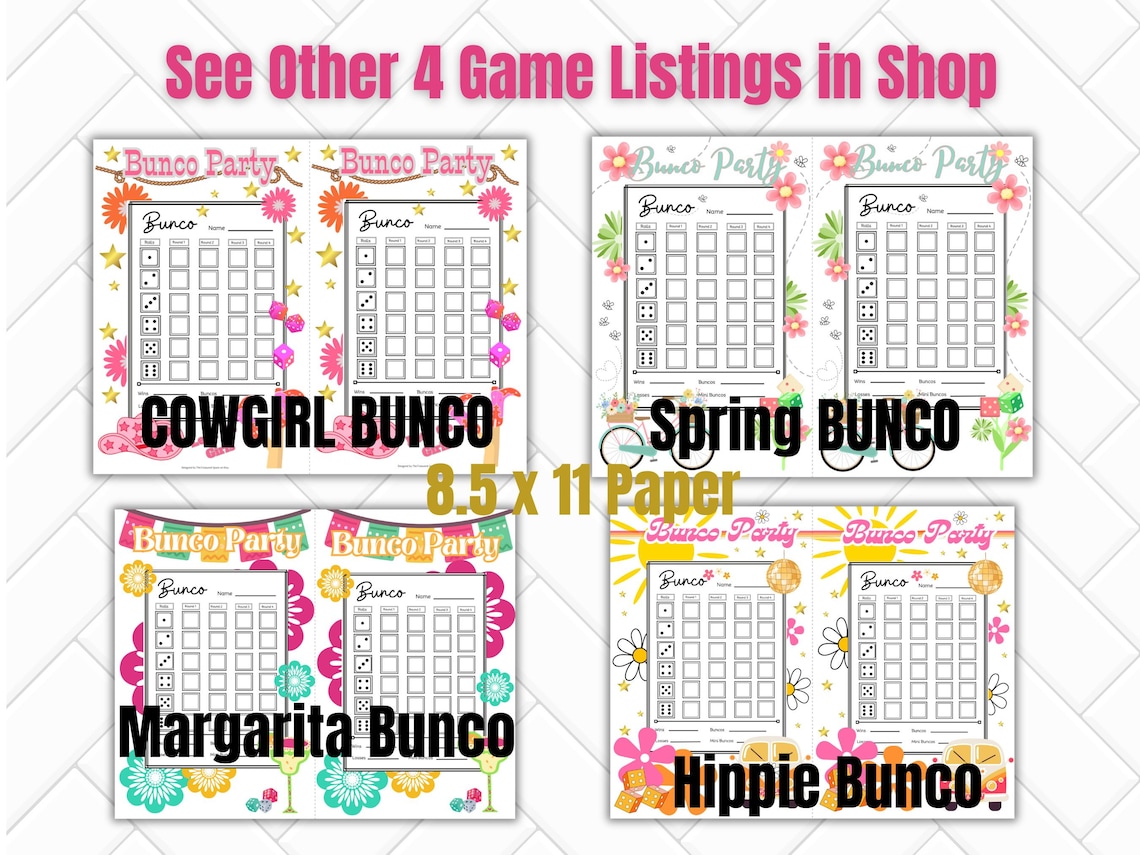 Cowgirl Bunco Cards for Western Theme Bunco Cards for Cowgirls. Cute ...
