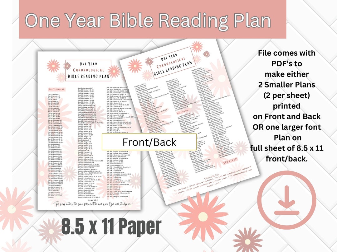 Bible Reading Plan One Year Bible Reading Plan Digital Download - Etsy