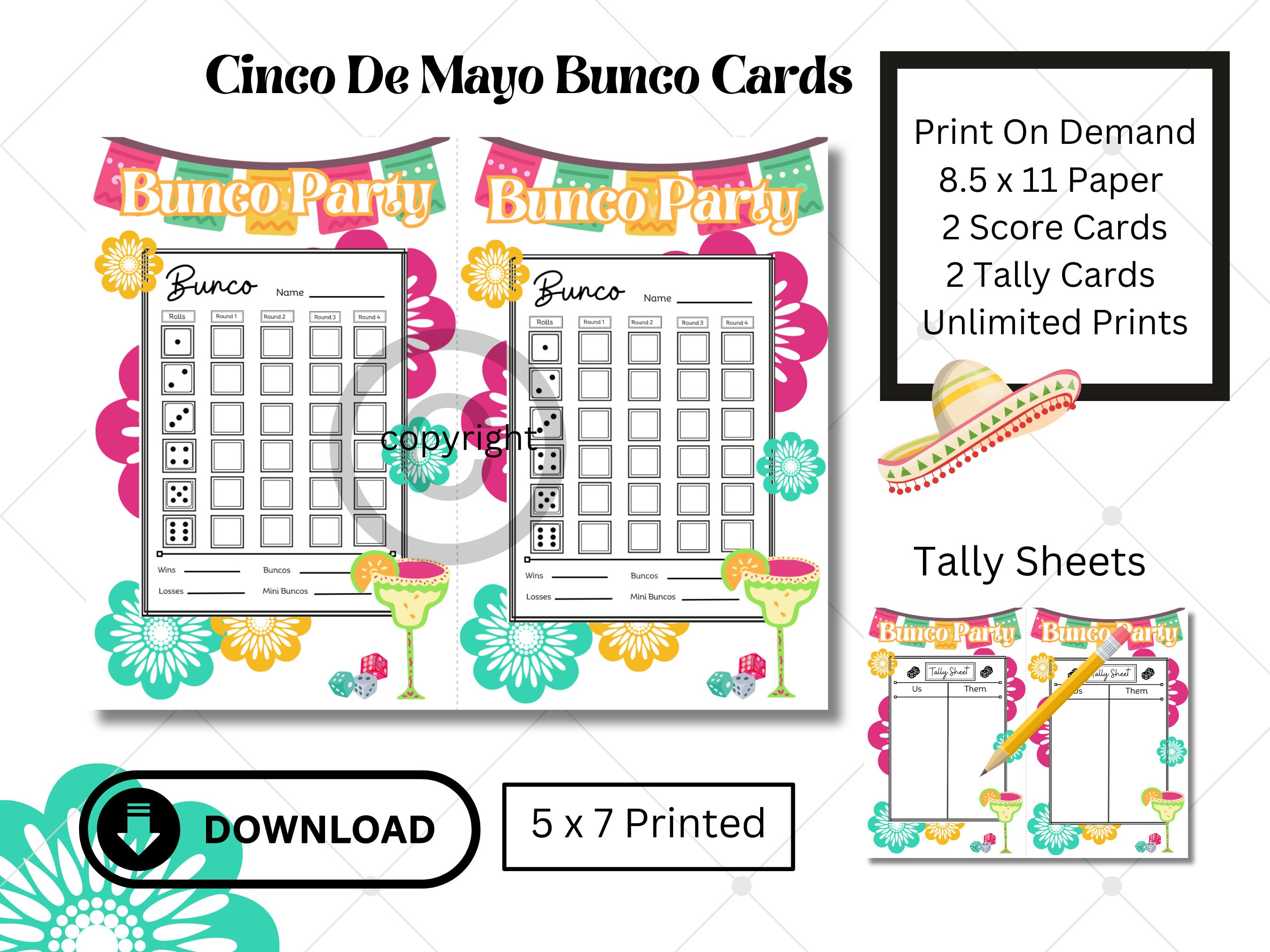 Bunco Cards May Bunco Cards for May Bunco Parties and Fun Bunco Cards ...