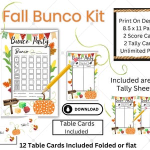 Cute Fall Bunco Score Cards for Fall Bunco Score Cards Sore Cards Fun ...
