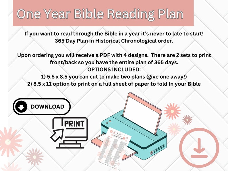Printable One Year Bible Reading Plan, Bible Reading Plan Digital ...