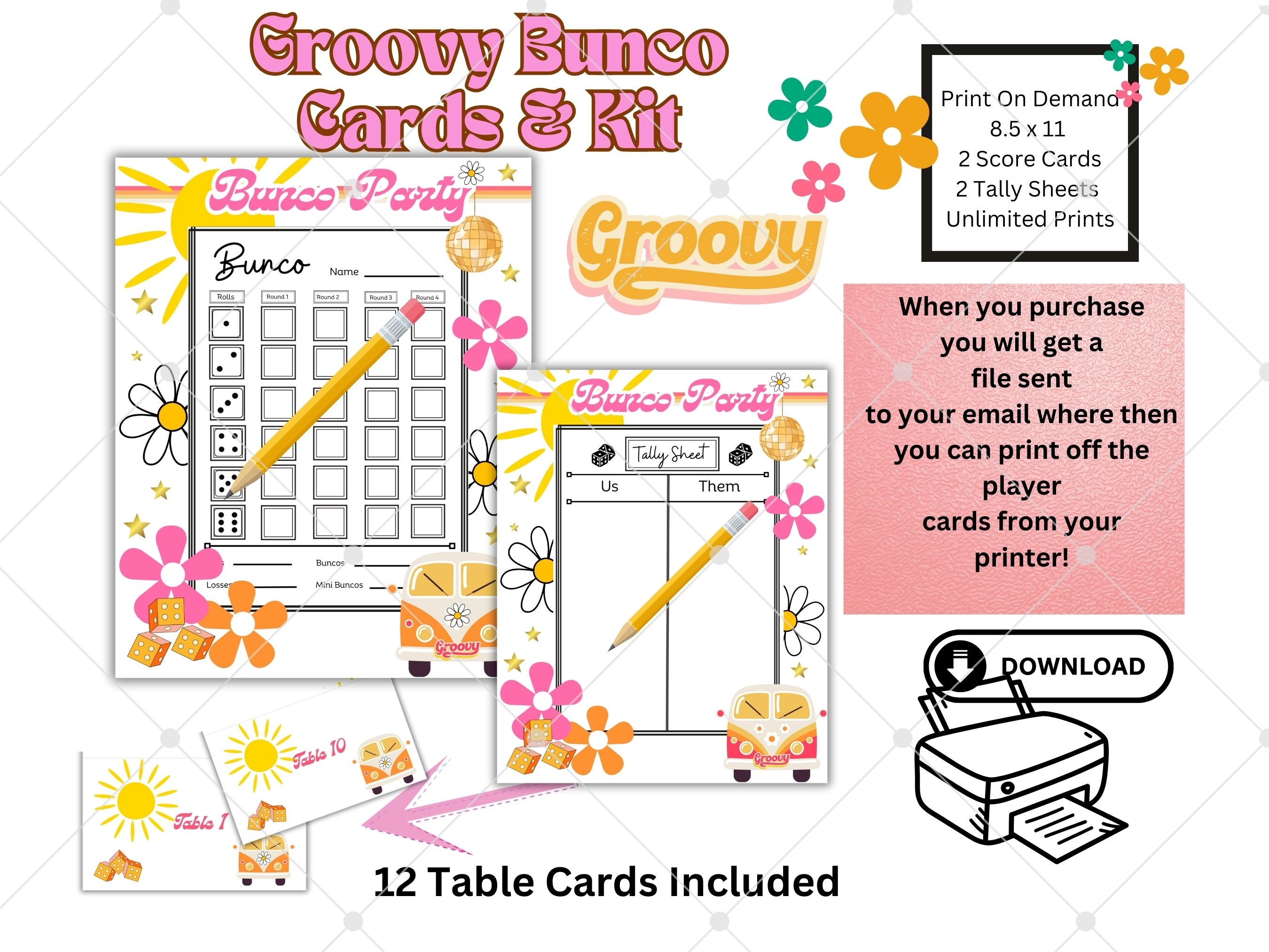 Cute Bunco Cards Hippie Style Bunco Score Cards Bunco Score Cards ...
