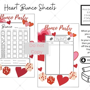 Heart Bunco Cards, Valentines Day Bunco, Bunco With Hearts Digital ...