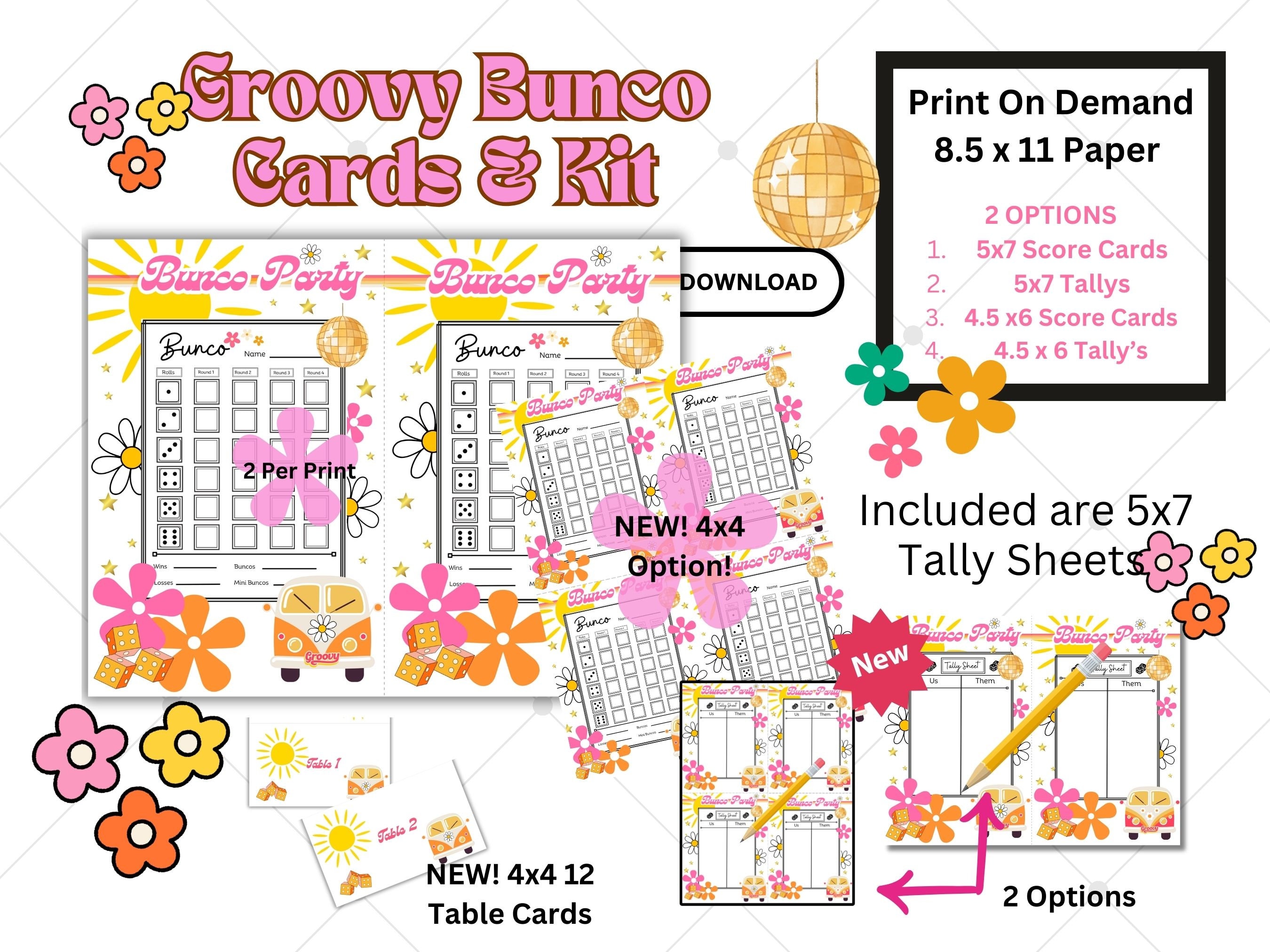 Cute Bunco Cards Hippie Style Bunco Score Cards Bunco Score Cards ...