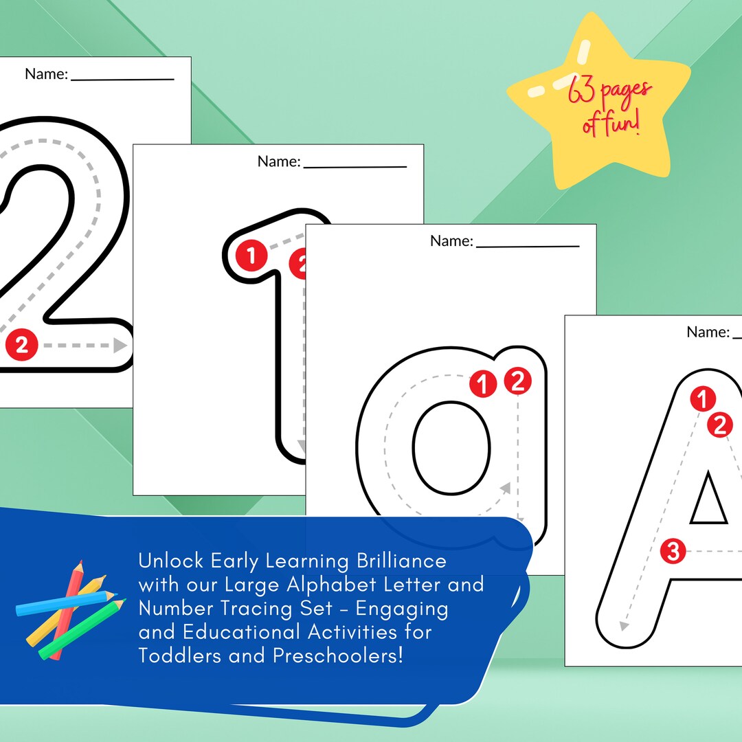 Large Alphabet Letter and Number Tracing Set – Engaging and Educational ...