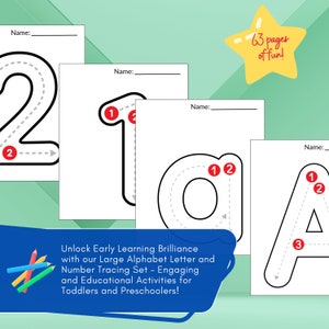 Large Alphabet Letter and Number Tracing Set – Engaging and Educational ...