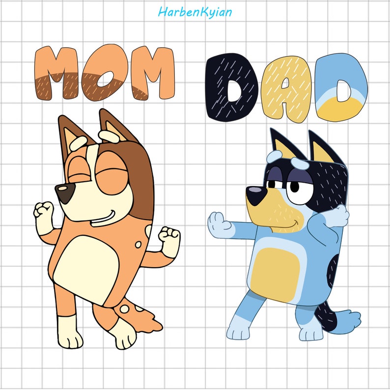 Bluey Dad Mom Dancing PNG, Bluey Family Png, Decal Files, Bluey Dad PNG ...