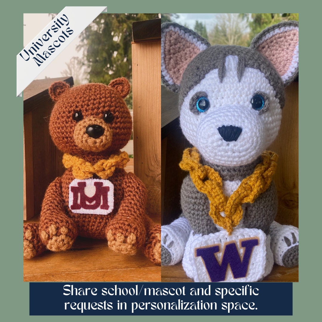 College Mascot Crochet Plush Graduation Gift Plush University Crochet ...