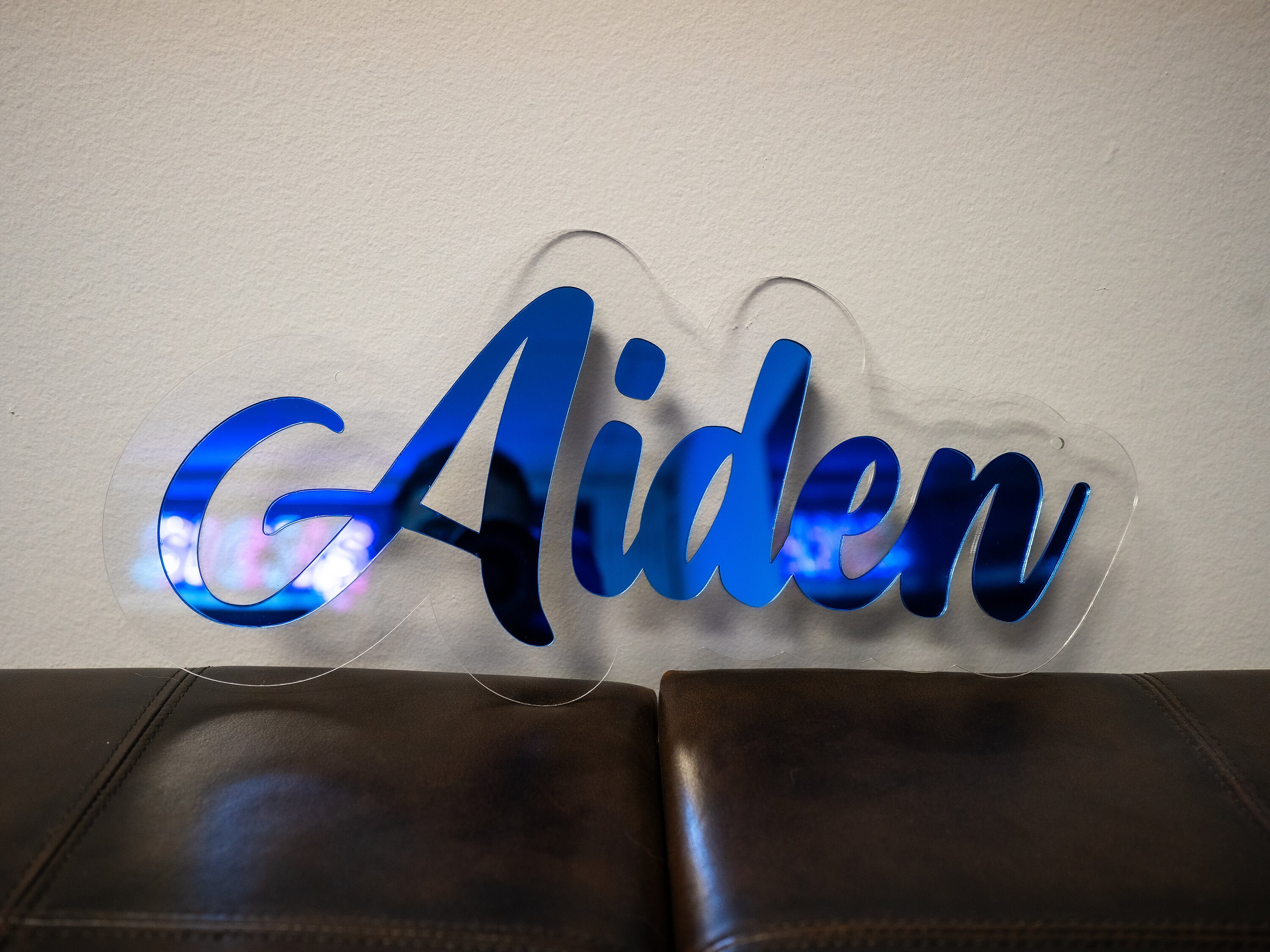 Acrylic Name Sign Double Two Tone Personalized Custom Mirror Name Word ...
