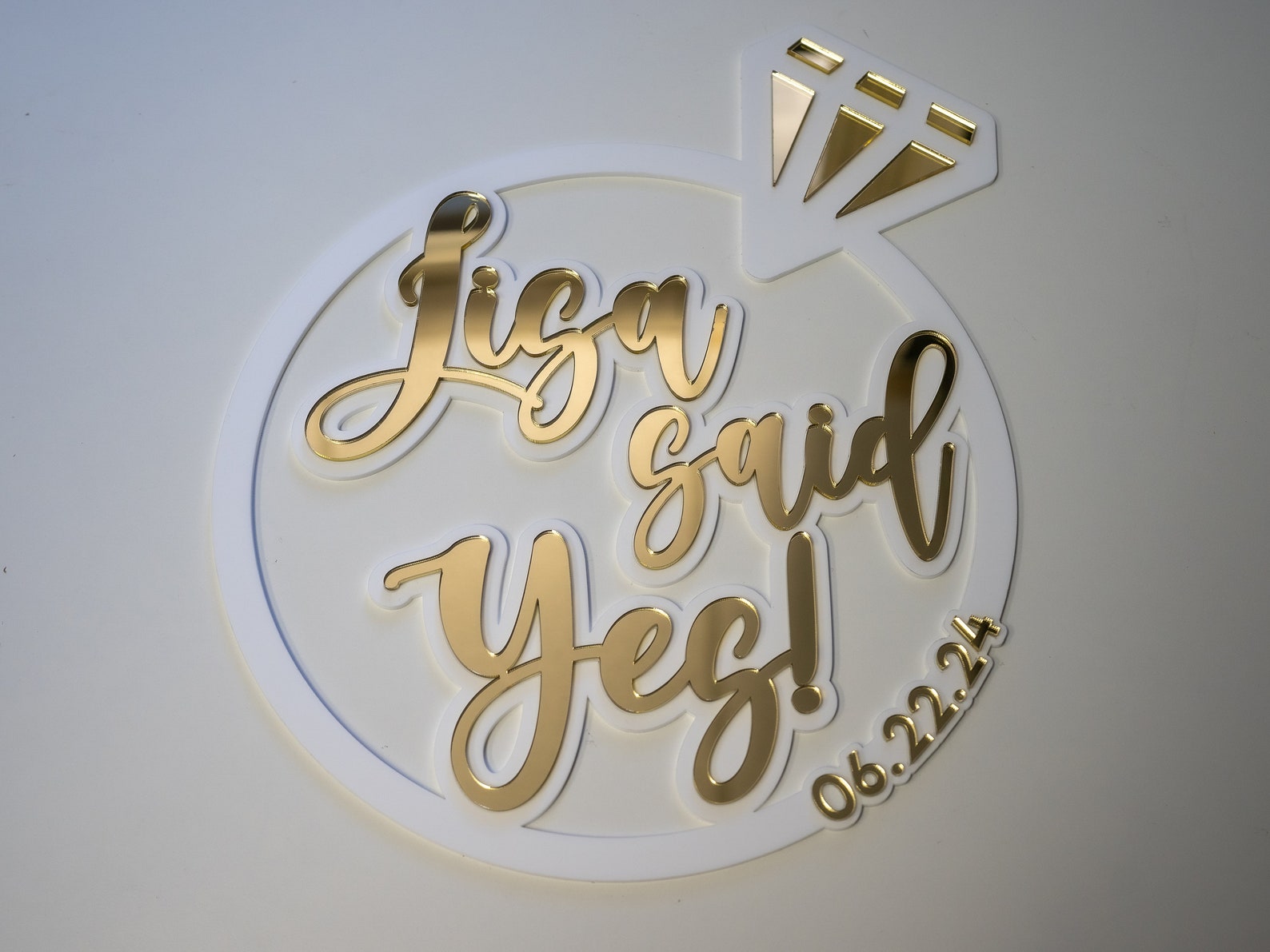3D Custom "she Said Yes!" Date and Name Made of Mirrored Acrylic | the ...