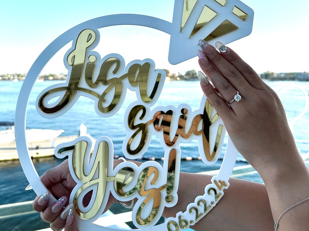 3D Custom "she Said Yes!" Date and Name Made of Mirrored Acrylic | the ...