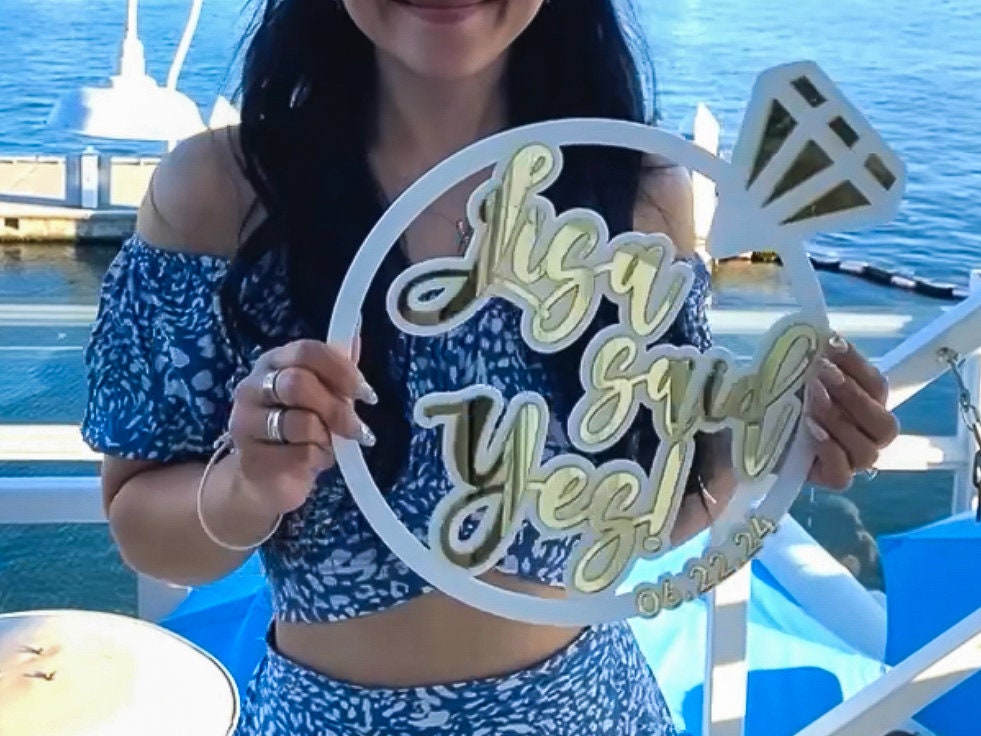 3D Custom "she Said Yes!" Date and Name Made of Mirrored Acrylic | the ...