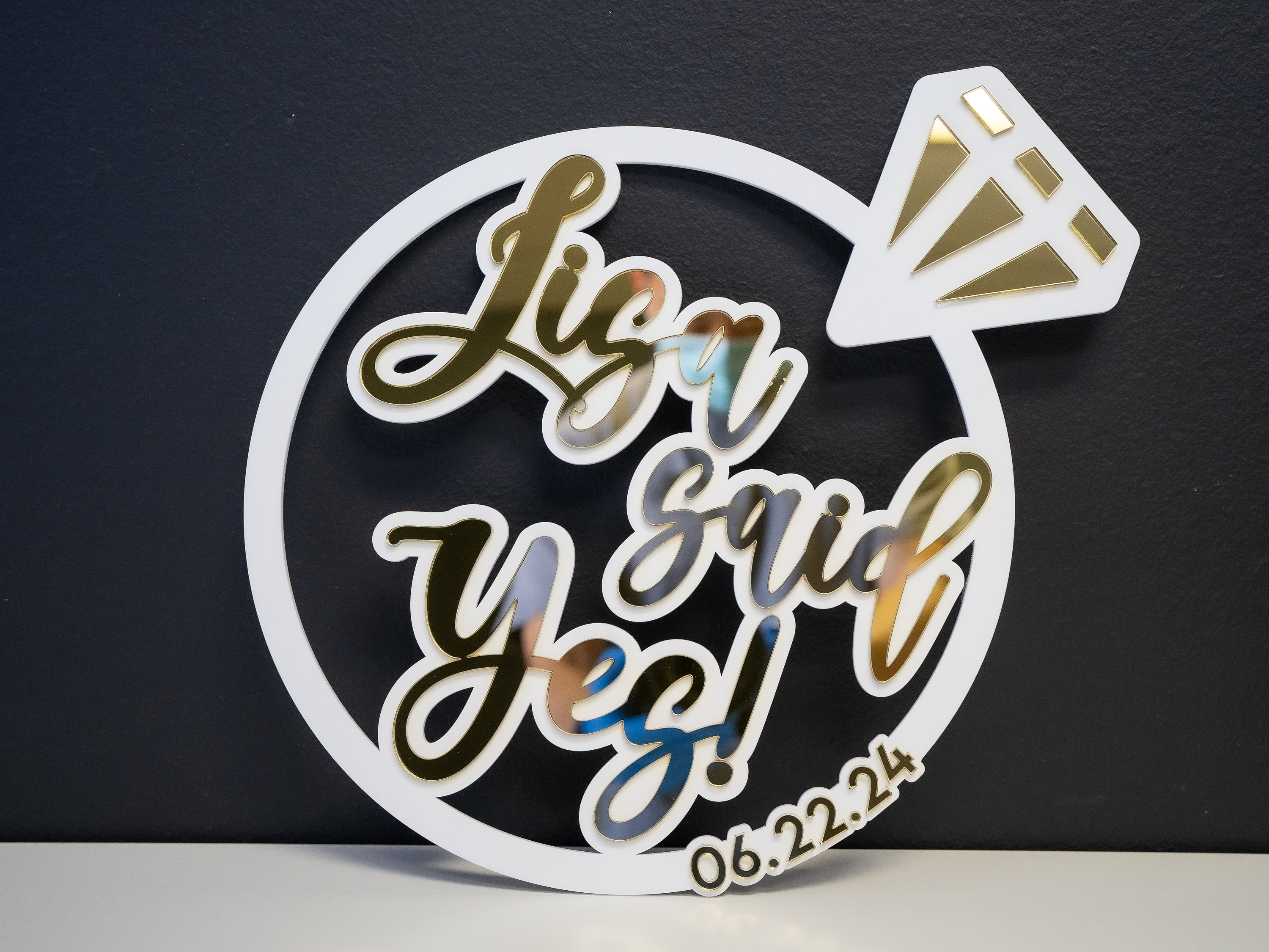 3D Custom "she Said Yes!" Date and Name Made of Mirrored Acrylic | the ...