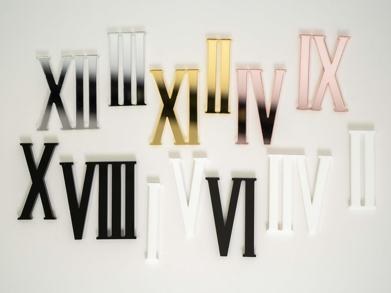 Roman Numeral Clock Numbers Acrylic Set | Gloss Matte or Mirror Finish ...