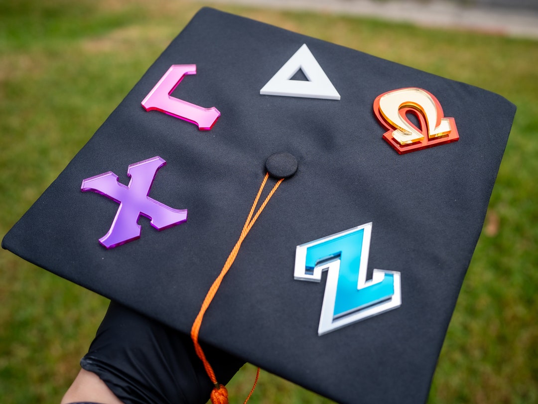 Grad Cap Greek Letters | Custom Grad Hat | Fraternity Sorority Honor ...