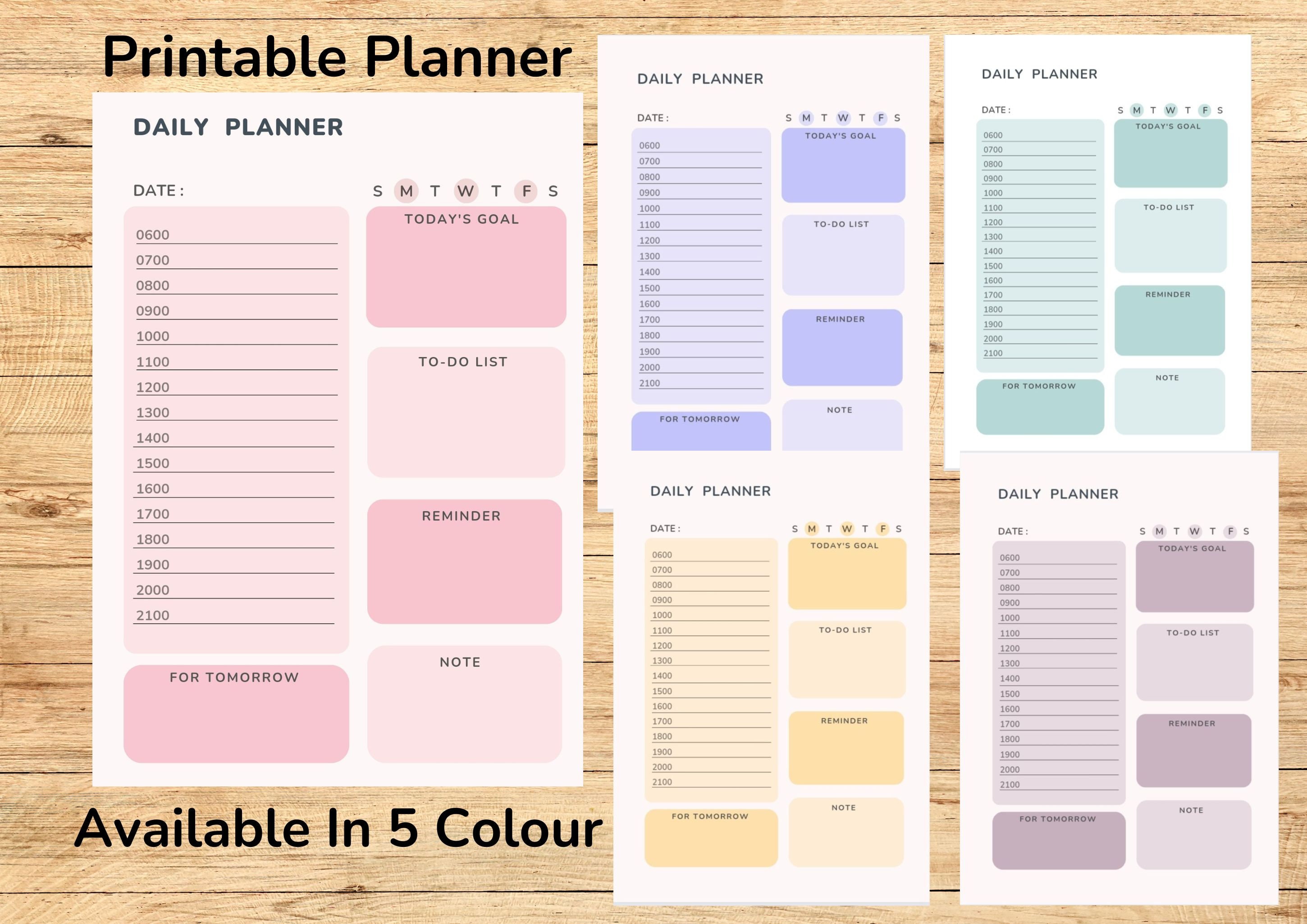 Printable Daily Planner Template,undated Daily Planner,daily Schedule ...