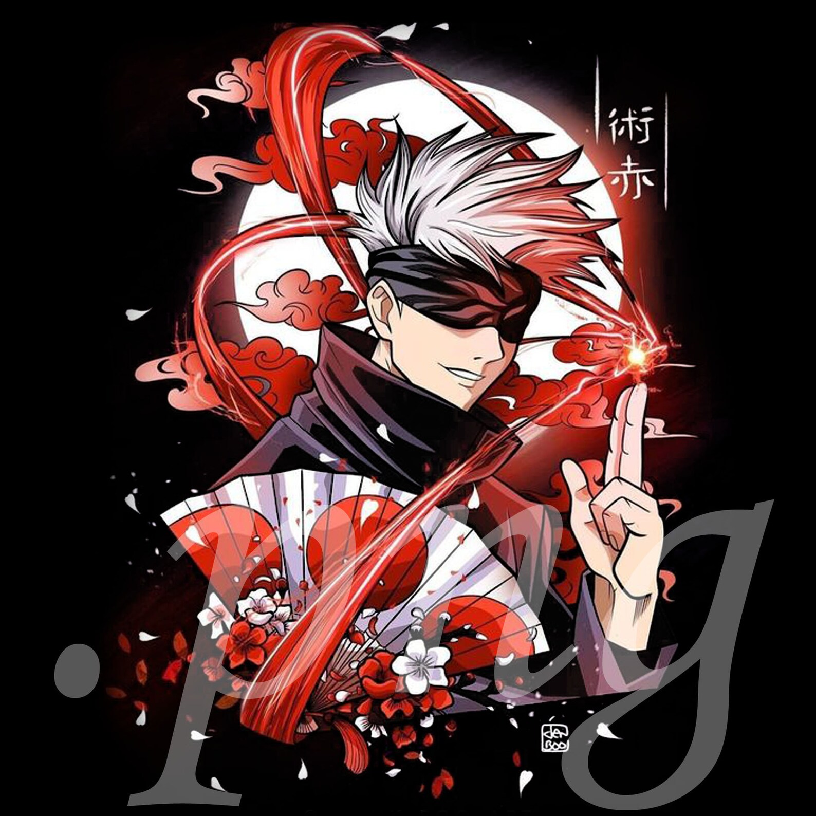 Jujutsu Kaisen Gojo Satoru Design Tshirt PNG for Black T-shirt - Etsy