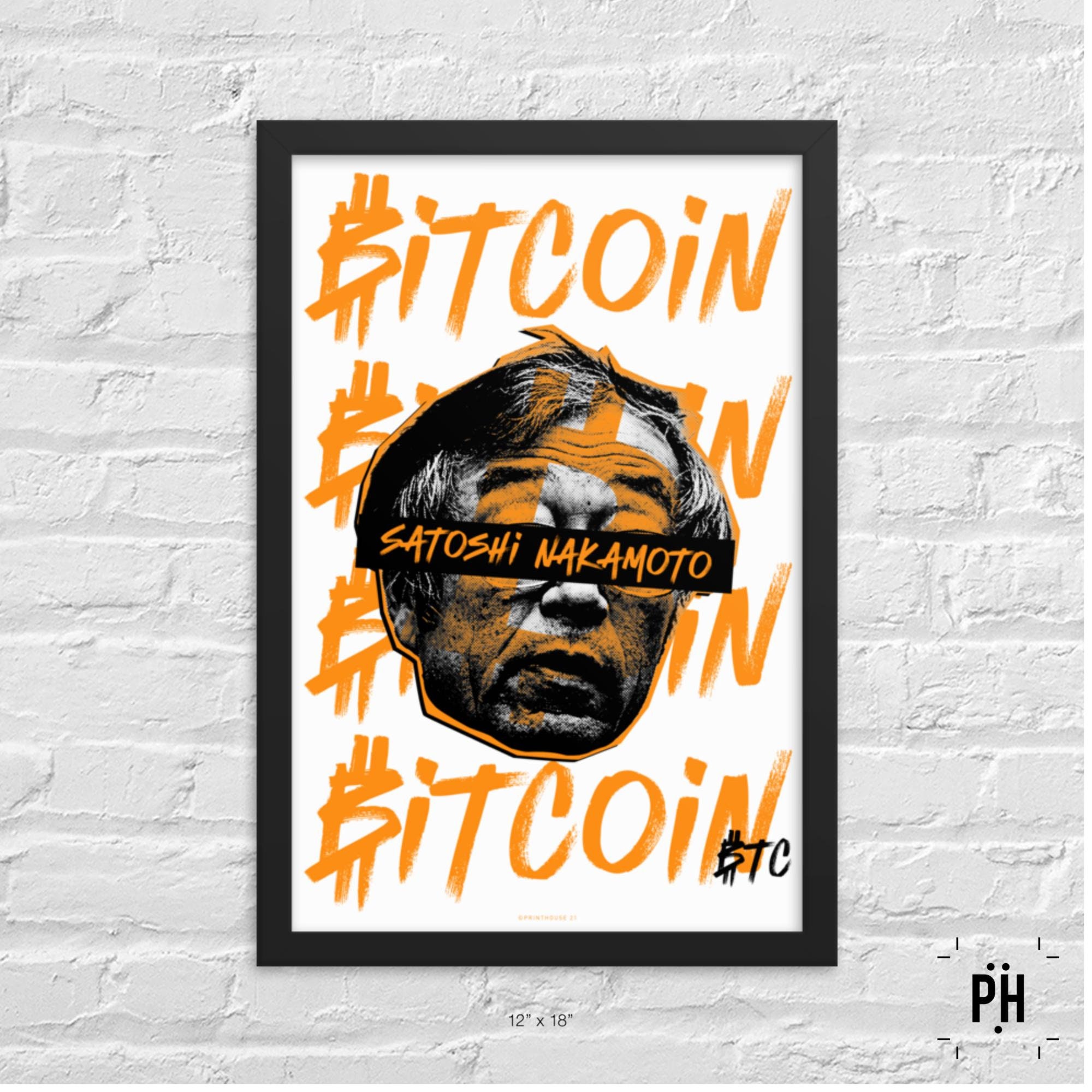 Satoshi Nakamoto BTC Face Crypto Poster Black Frame Hang the Mystery ...