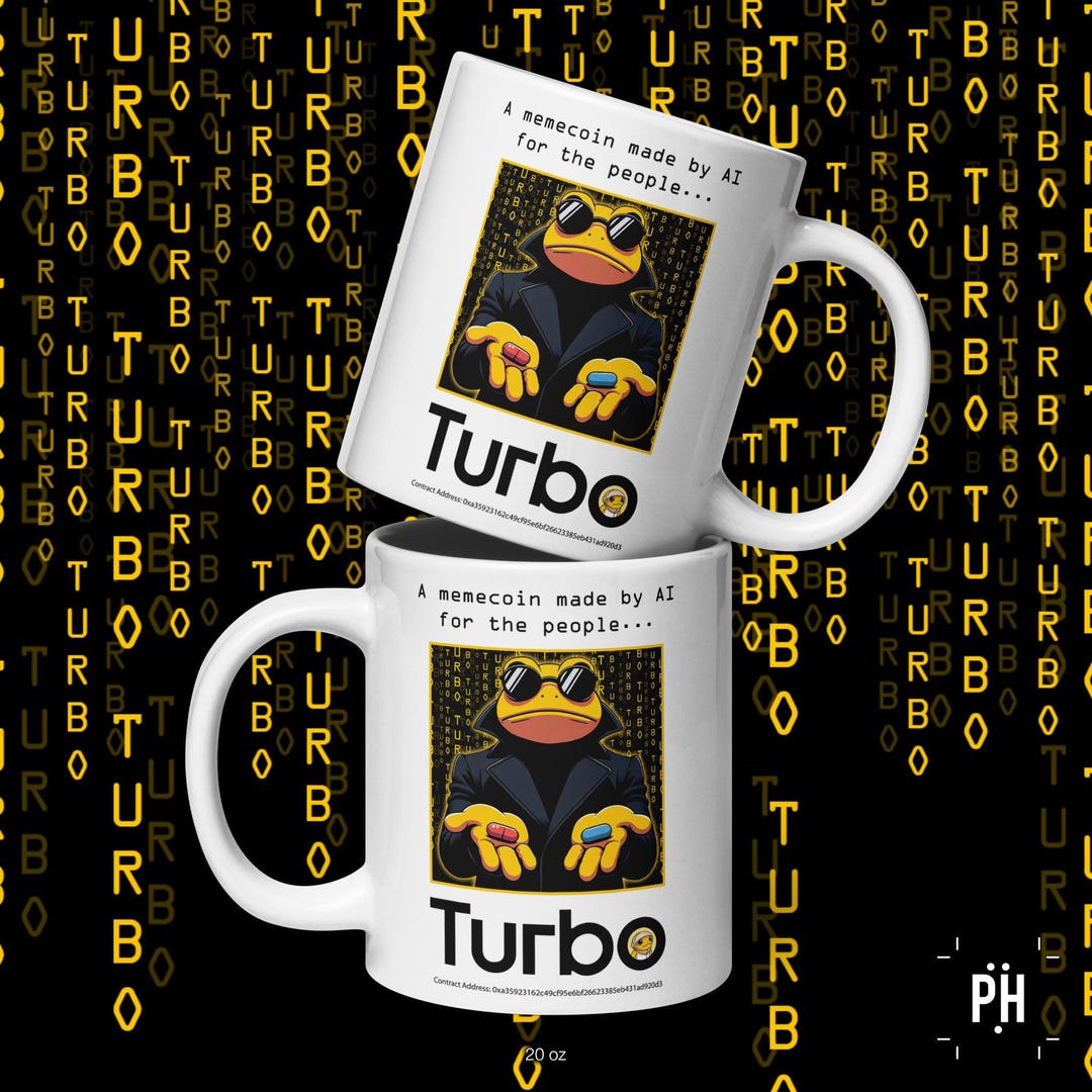 Turbo Matrix Crypto Meme Coin White Glossy Ceramic Mug A Memecoin Made ...