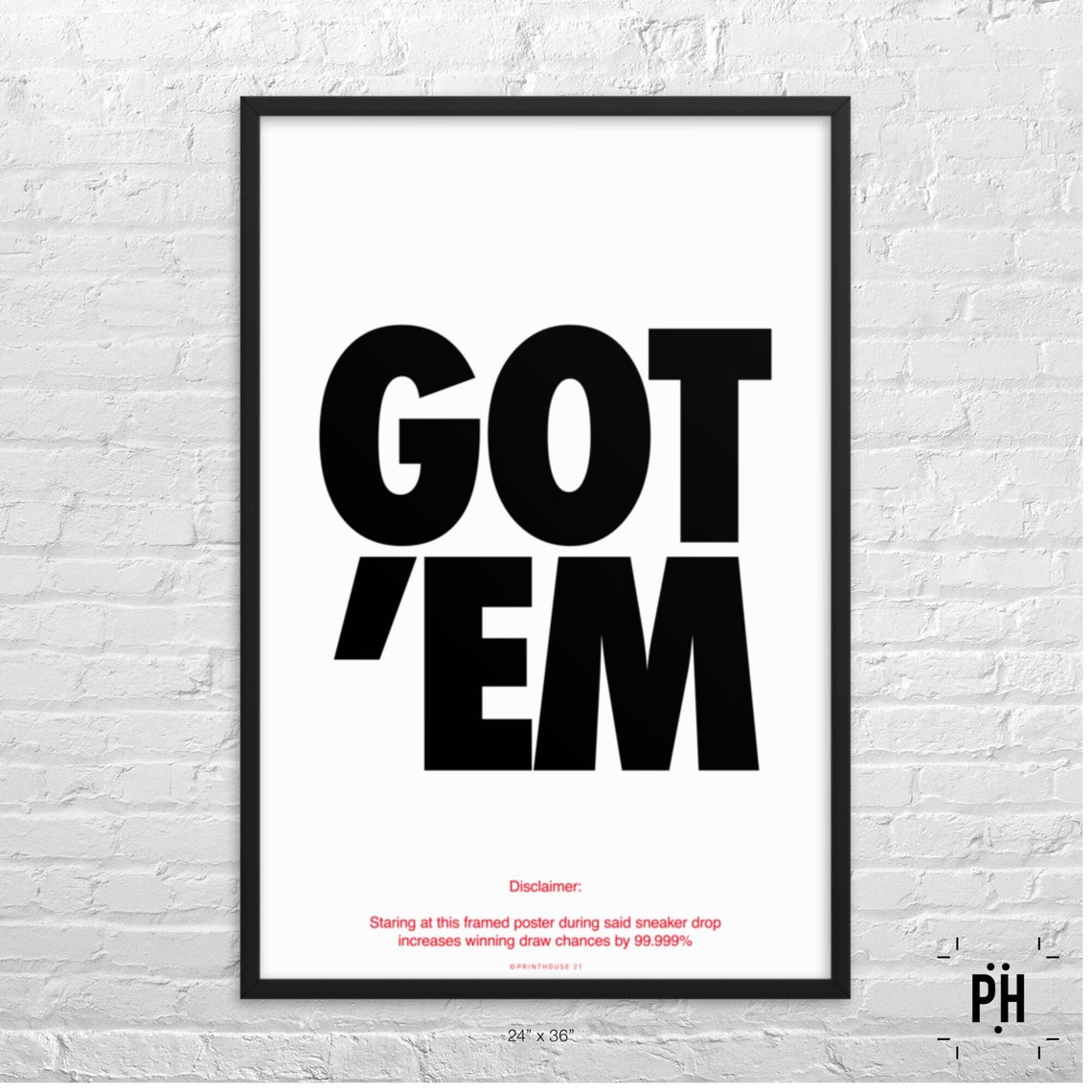 GOT 'EM Lucky White Poster + Black Frame | Sneakerhead Art | Various ...