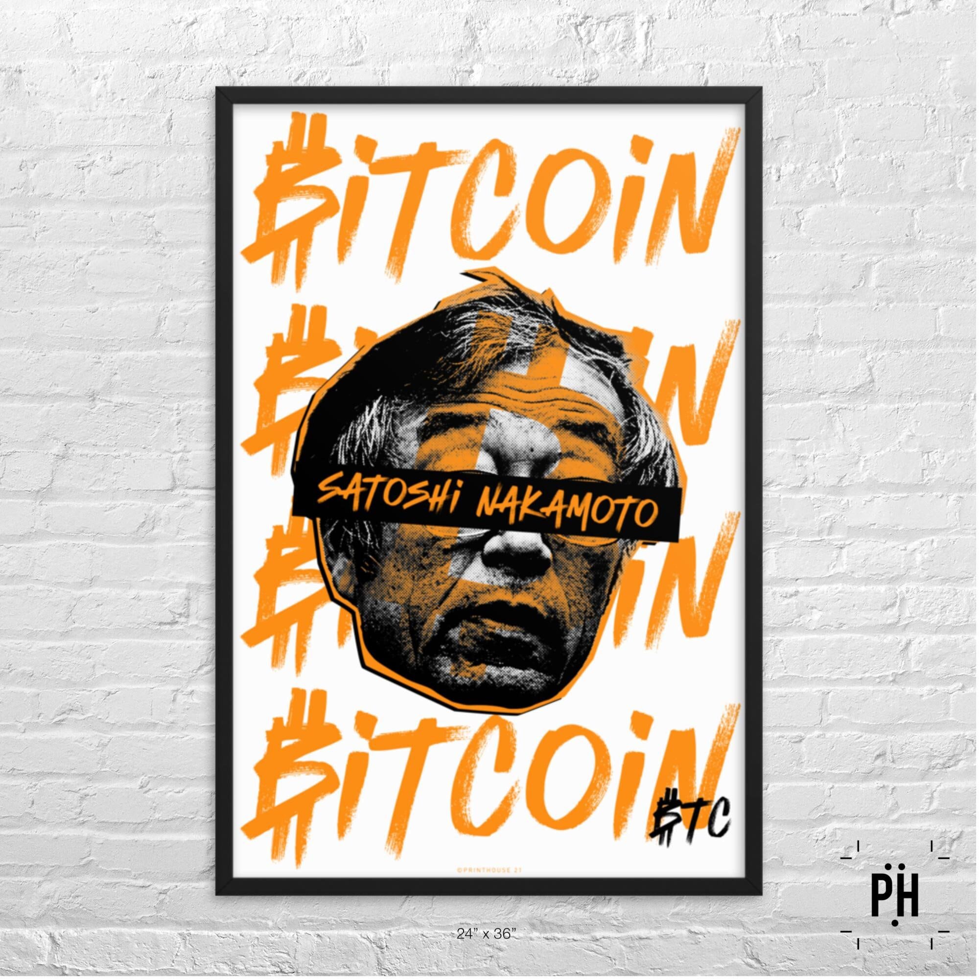 Satoshi Nakamoto BTC Face Crypto Poster Black Frame Hang the Mystery ...