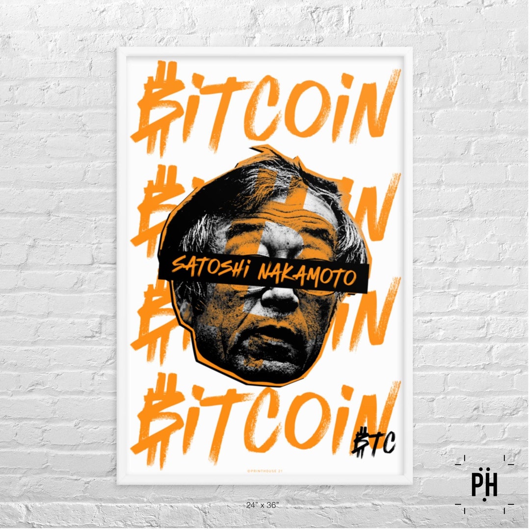 Satoshi Nakamoto BTC Face Crypto Poster + White Frame – Hang the ...